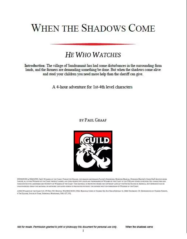 When the shadows come - Dungeon Masters Guild | DriveThruRPG