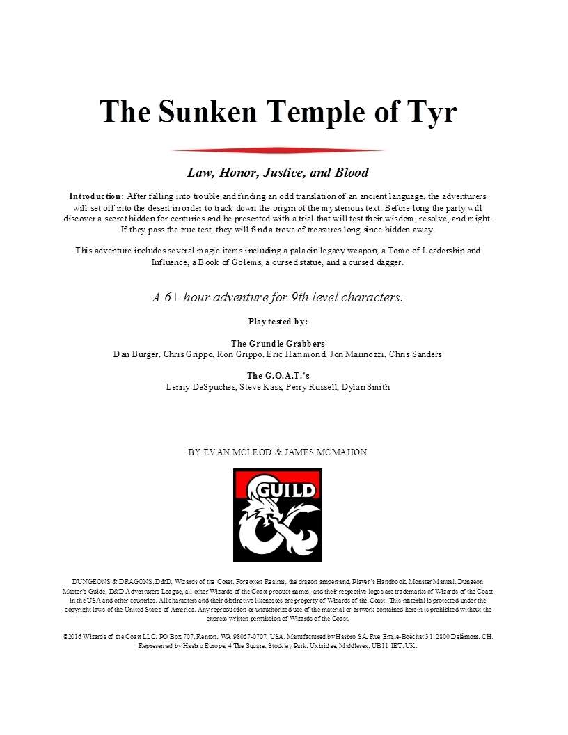 The Sunken Temple of Tyr - Dungeon Masters Guild | DriveThruRPG
