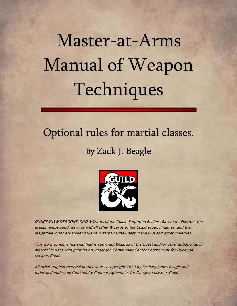 Master-at-Arms Manual of Weapon Techniques - Dungeon Masters Guild ...