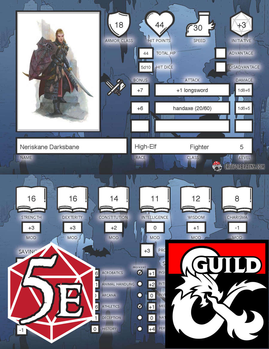Simple Character Sheet - 5e Character Cards - Dungeon Masters Guild | DriveThruRPG