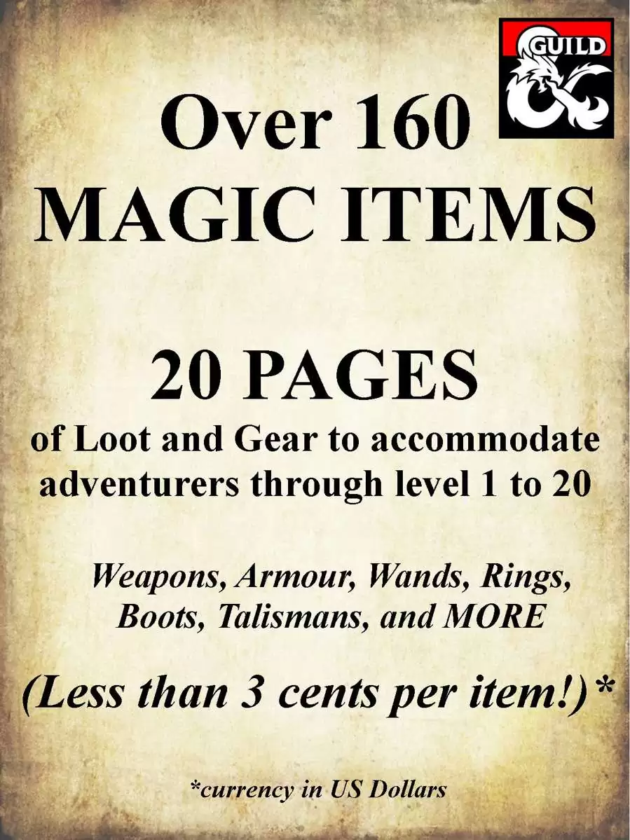 160+ Magic Items - 20 pages of arcane loot and gear for characters of ...