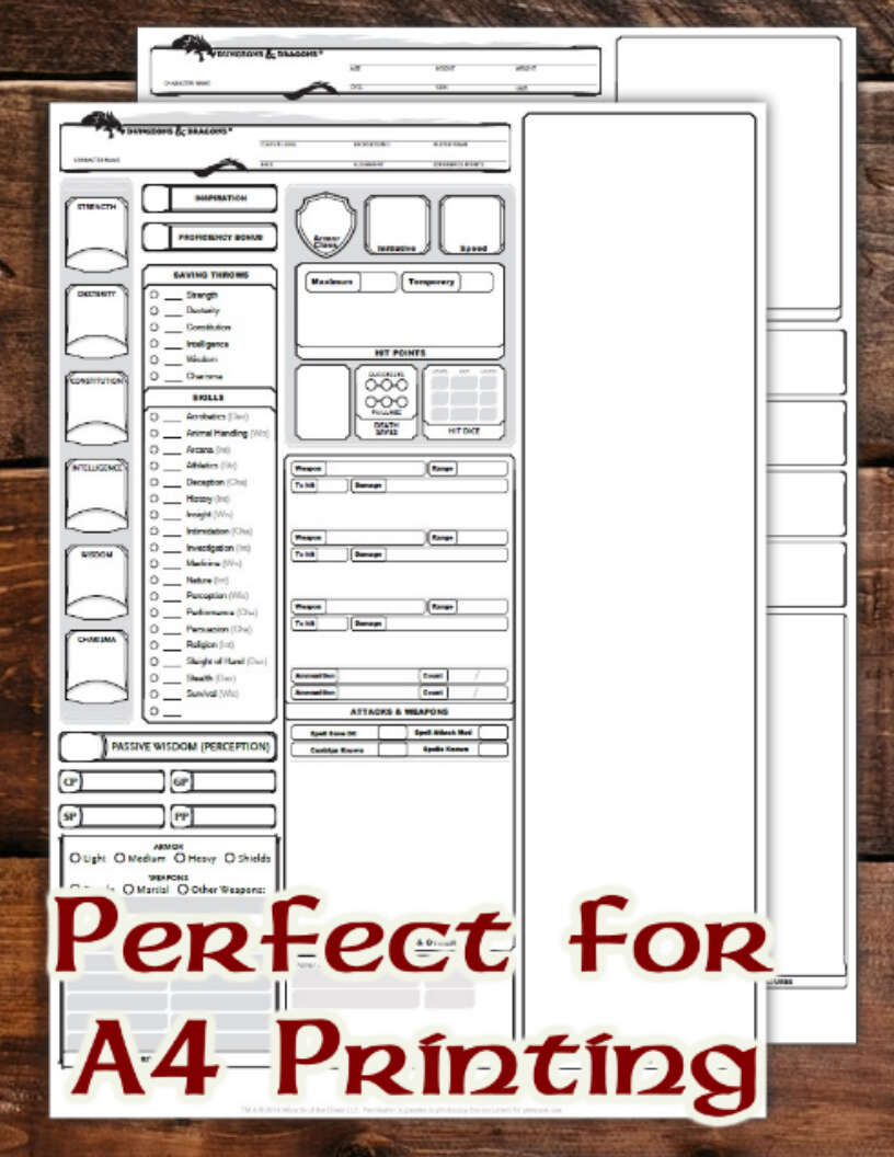 DMsJourney's 5e Chatacter Sheet (A4/Fillable/Auto-Calc) - Dungeon Masters Guild | DriveThruRPG