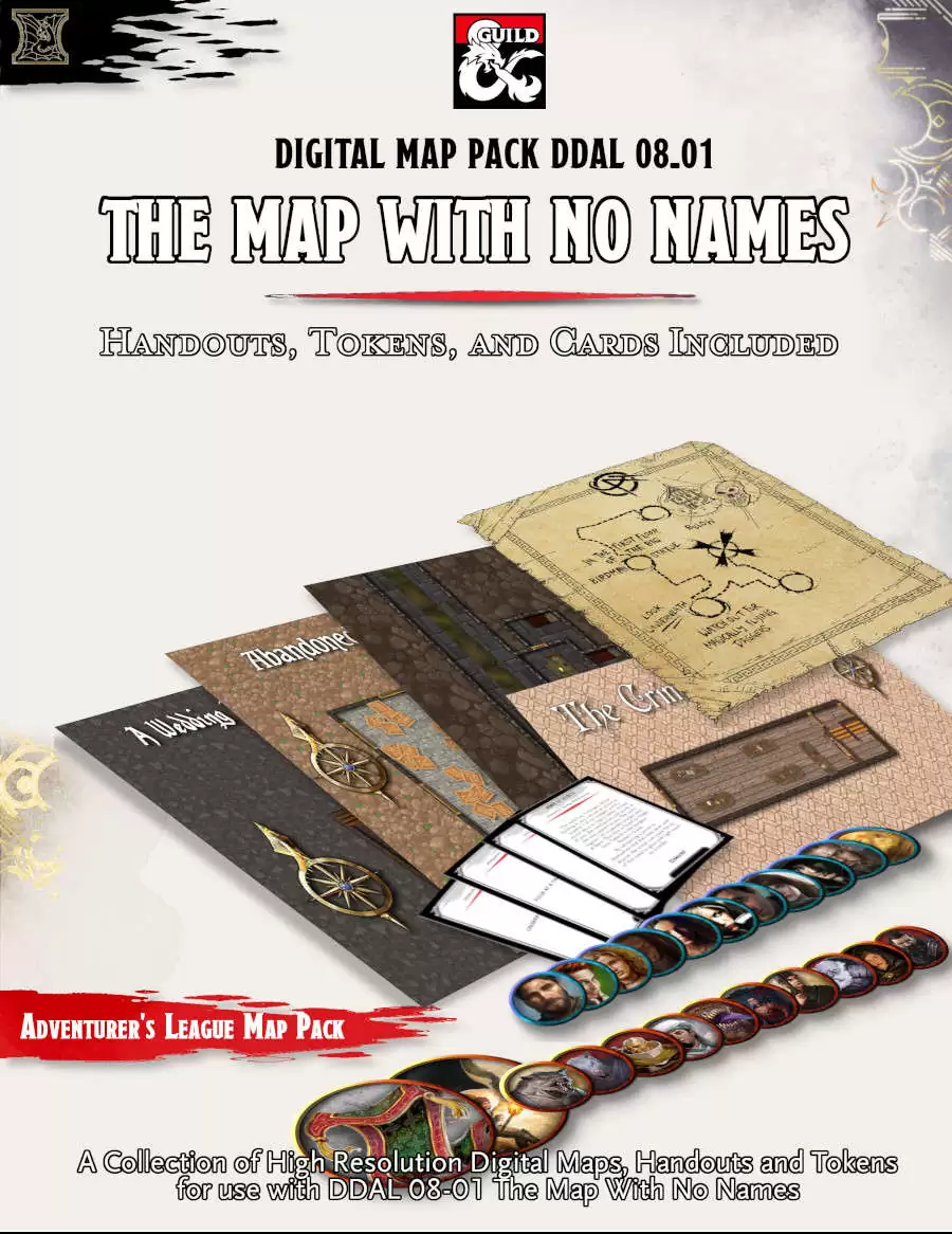 Digital Map Pack for Adventurers League DDAL 08-01 The Map With No Names (Tokens, Handouts and ...