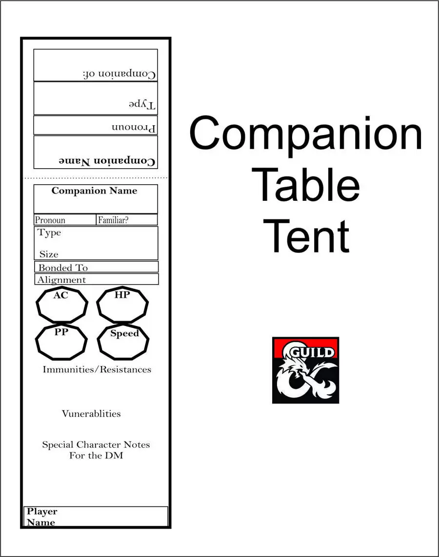 Companion Table Tent - Dungeon Masters Guild | DriveThruRPG