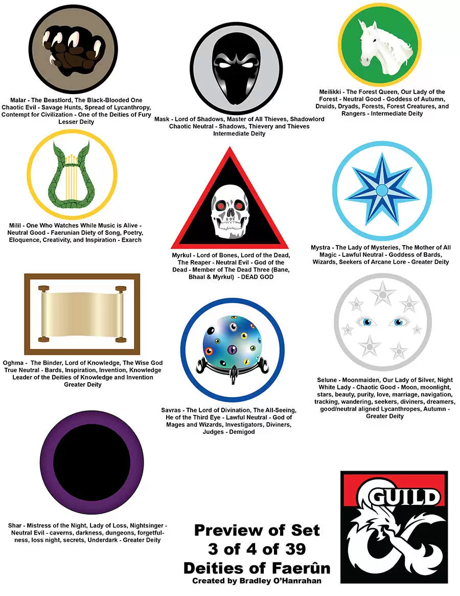 art 008 - Symbols for Deities of Faerun : 10 deity icons - Dungeon ...