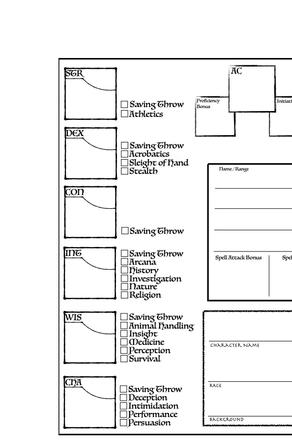 Mini Character Sheet [4"x6"] (5e) - Dungeon Masters Guild | DriveThruRPG