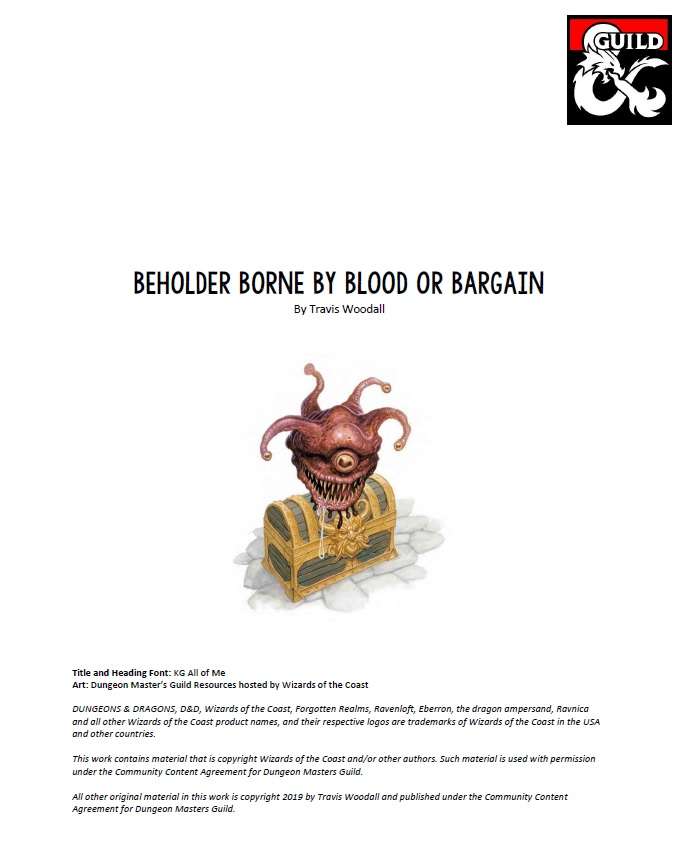 Beholder Borne by Blood or Bargain - Dungeon Masters Guild | DriveThruRPG