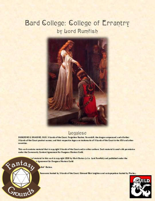 Bard College: College of Errantry (Fantasy Grounds) - Dungeon Masters ...