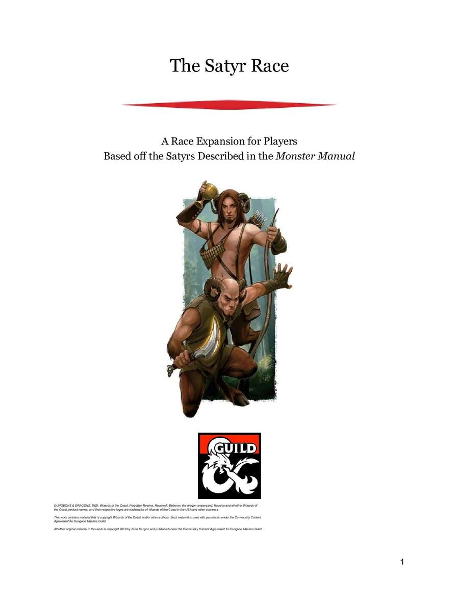 The Satyr race - Dungeon Masters Guild | DriveThruRPG