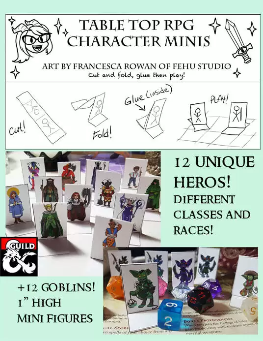 Printable Mini Figures- Heros and Goblins - Dungeon Masters Guild ...