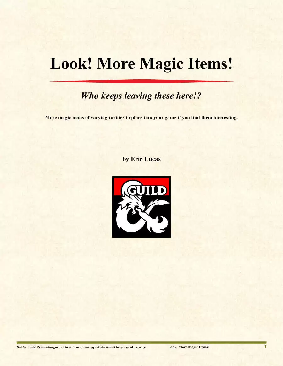 Look! More Magic Items! - Dungeon Masters Guild | DriveThruRPG