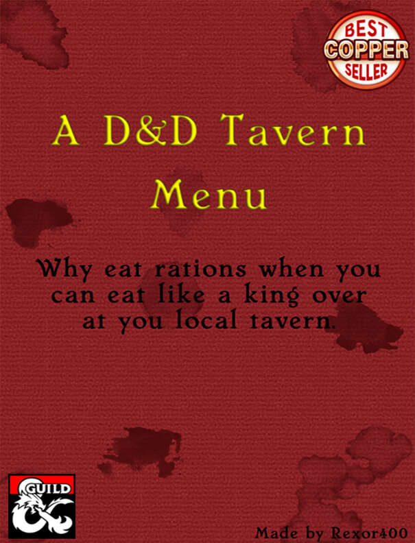 A D&D Tavern Menu - Dungeon Masters Guild | DriveThruRPG