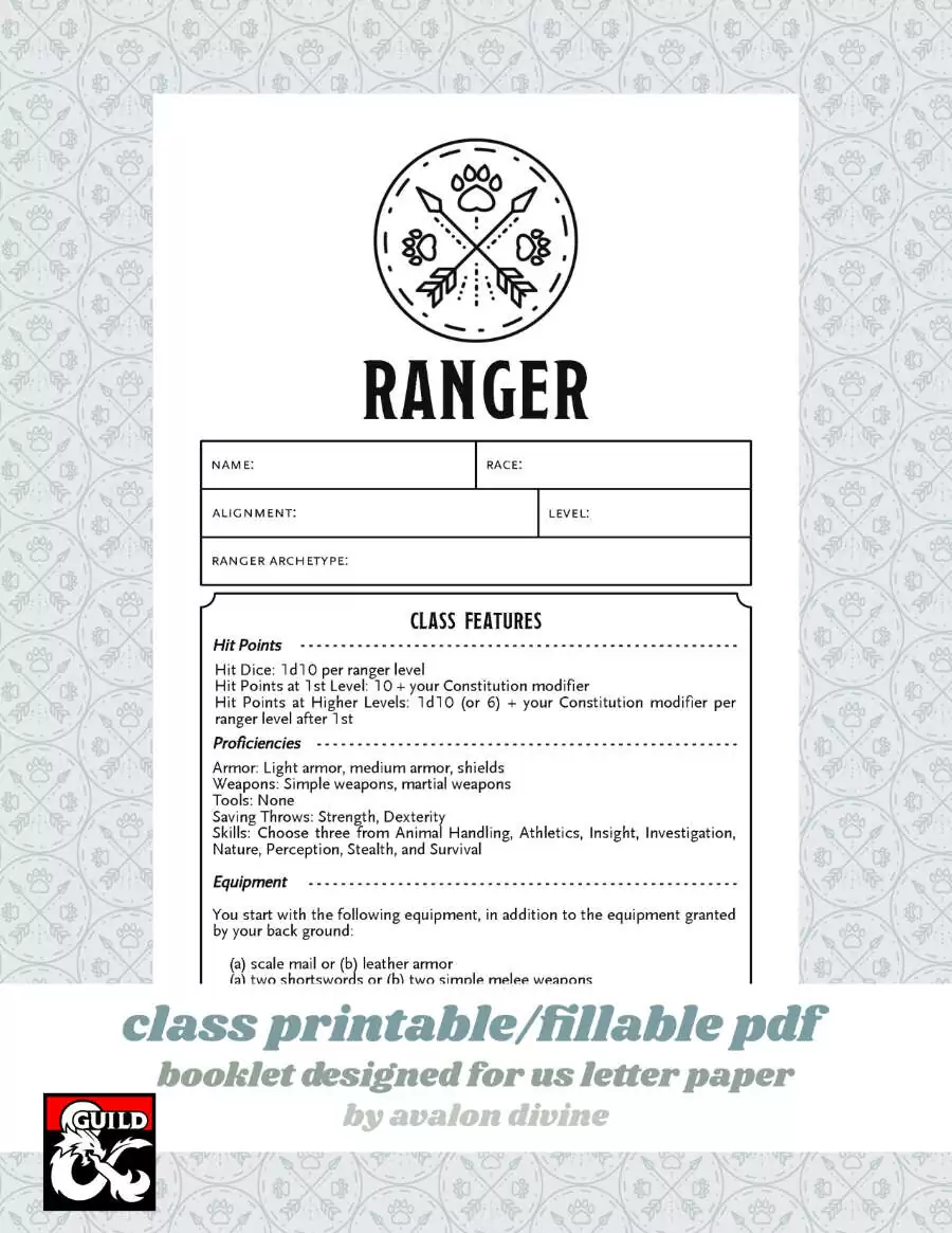 Ranger Class Booklet - Dungeon Masters Guild | DriveThruRPG