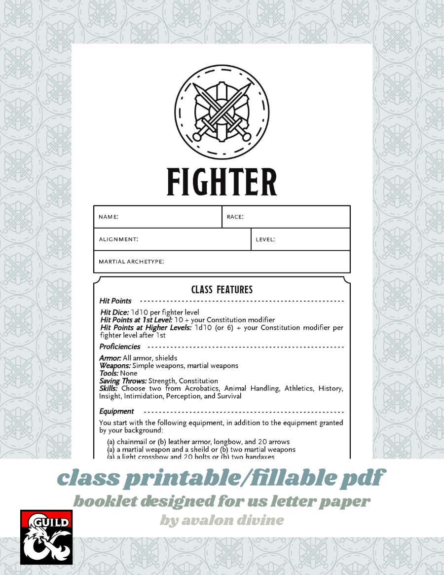 Fighter Class Booklet - Dungeon Masters Guild | DriveThruRPG
