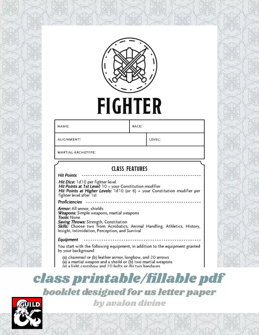 Fighter Class Booklet - Dungeon Masters Guild | DriveThruRPG