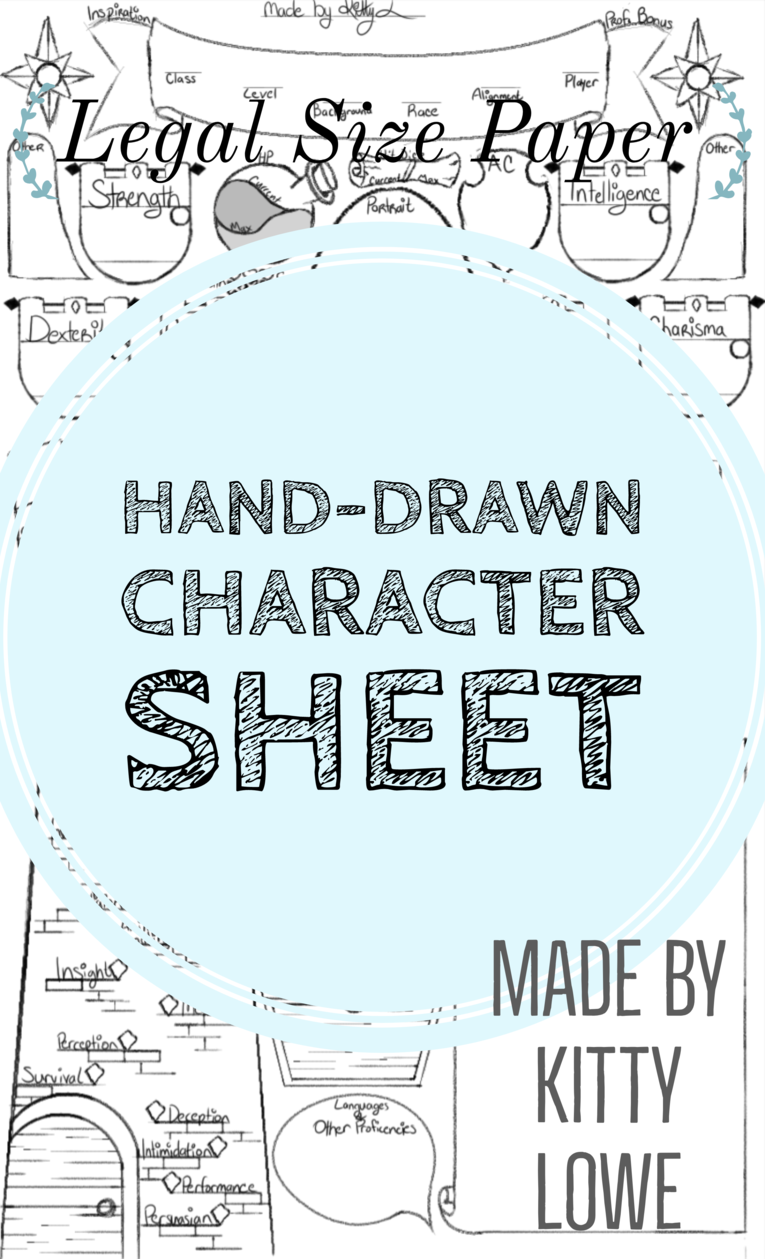 Hand-drawn Character Sheet (Legal size paper recommended) - Dungeon ...