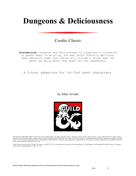 Dungeons & Deliciousness: Cookie Classic - Dungeon Masters Guild ...