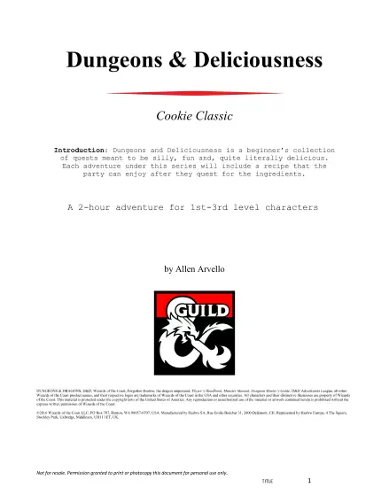 Dungeons & Deliciousness: Cookie Classic - Dungeon Masters Guild ...