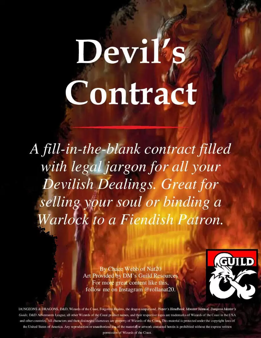 Nat20 - Devil's Contract - Dungeon Masters Guild | DriveThruRPG