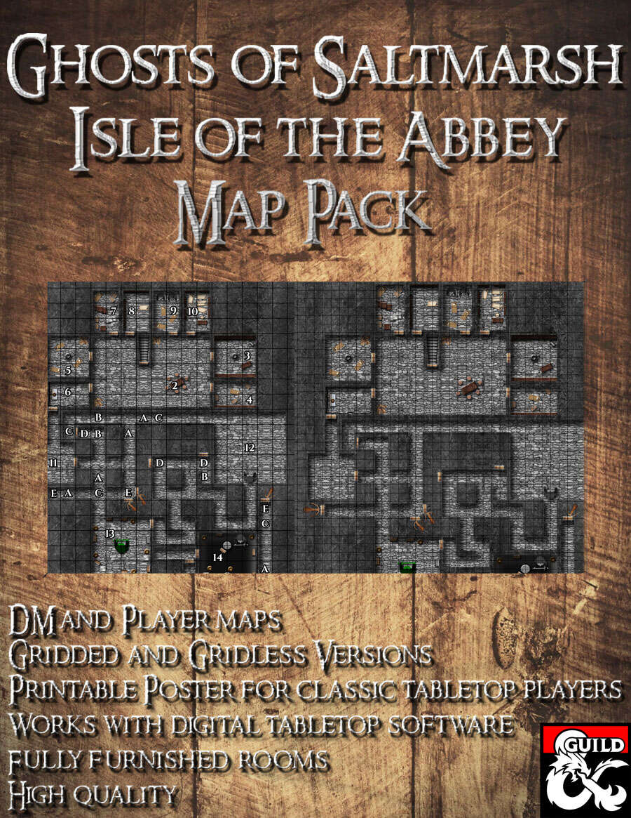 Ghosts of Saltmarsh: Isle of the Abbey Map Pack - Dungeon Masters Guild ...
