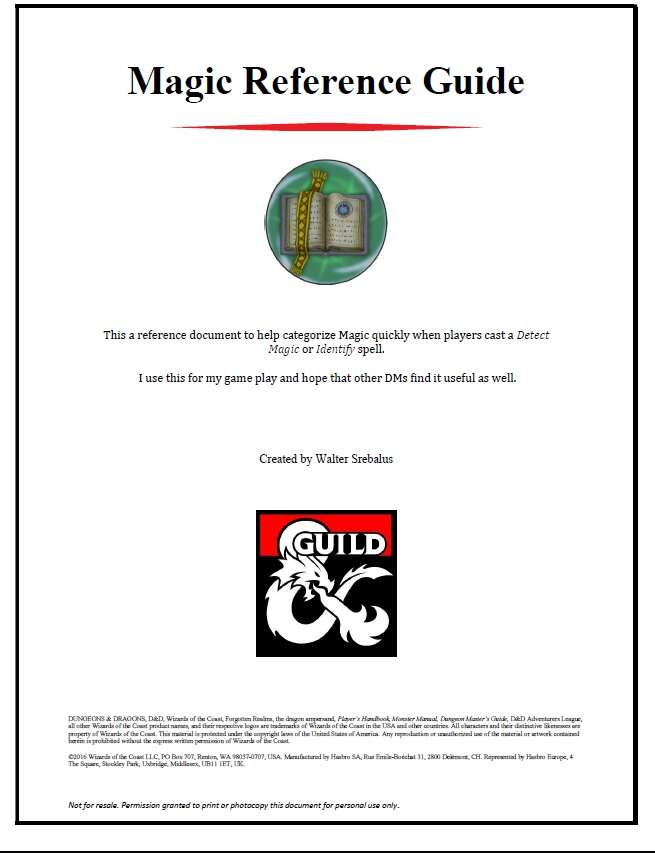Magic Reference Guide - Dungeon Masters Guild | DriveThruRPG