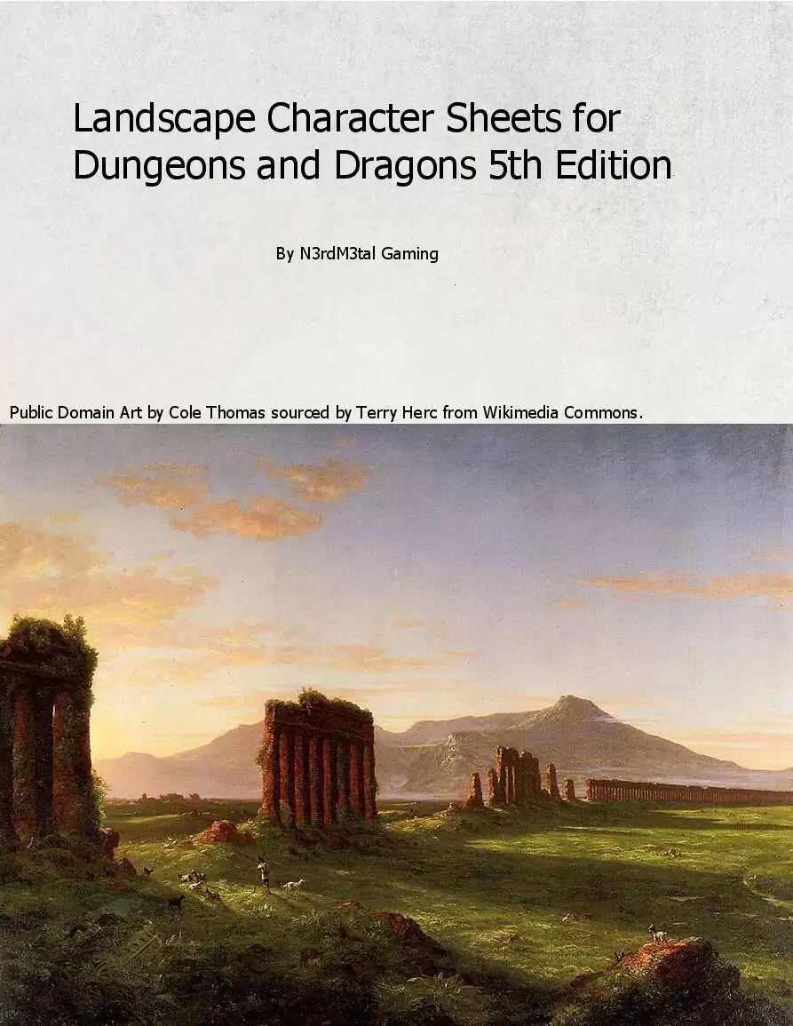 Clipboard Landscape Character Sheet - Dungeon Masters Guild | DriveThruRPG