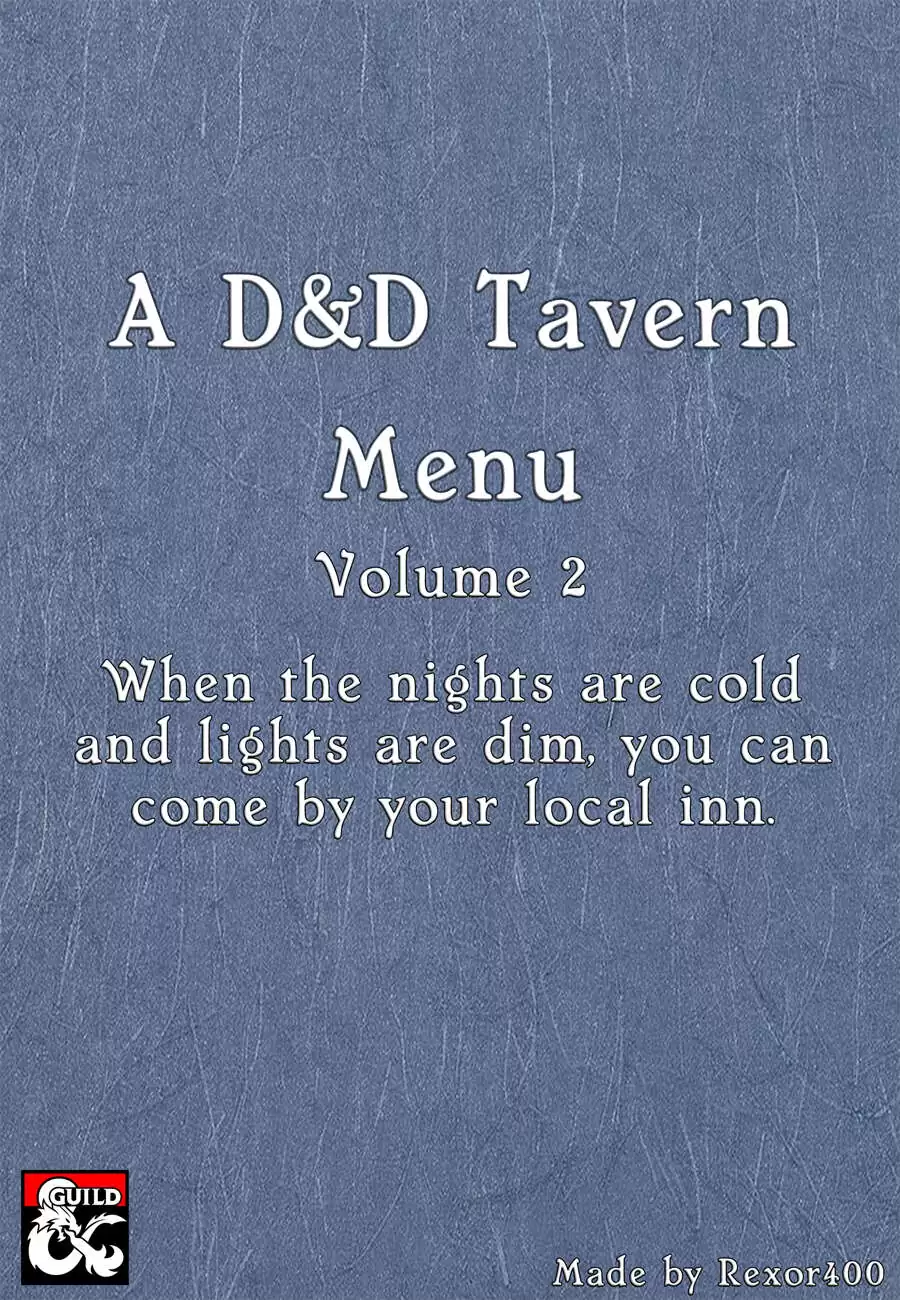 A D&D Tavern Menu - A Poor Man's Menu- Volume 2 - Dungeon Masters Guild ...