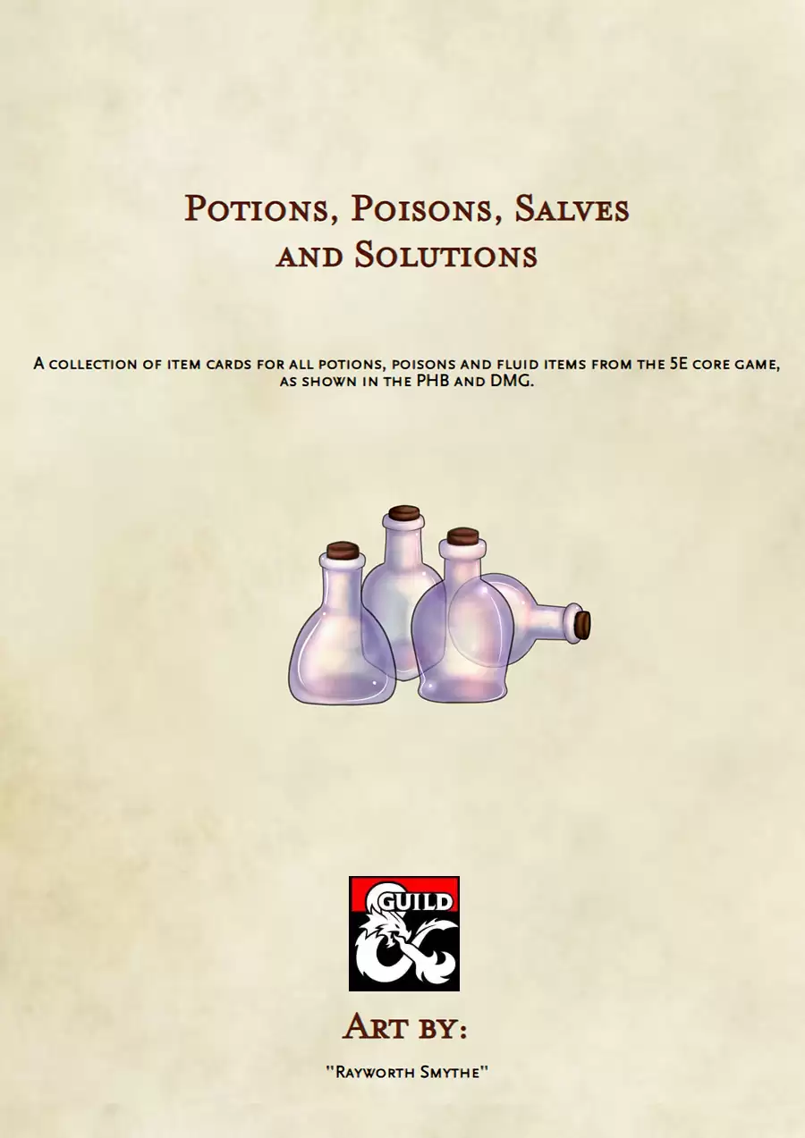 Potions, Poisons, Salves and Solutions - 5E Potion Cards - Dungeon Masters Guild | DriveThruRPG