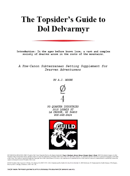 The Topsider's Guide to Dol Delvarmyr - Dungeon Masters Guild ...