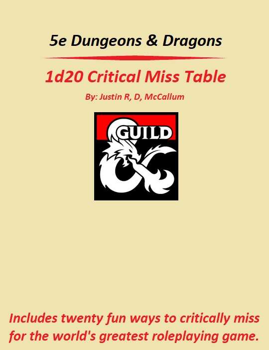 1d20 Critical Miss Table - Dungeon Masters Guild | DriveThruRPG