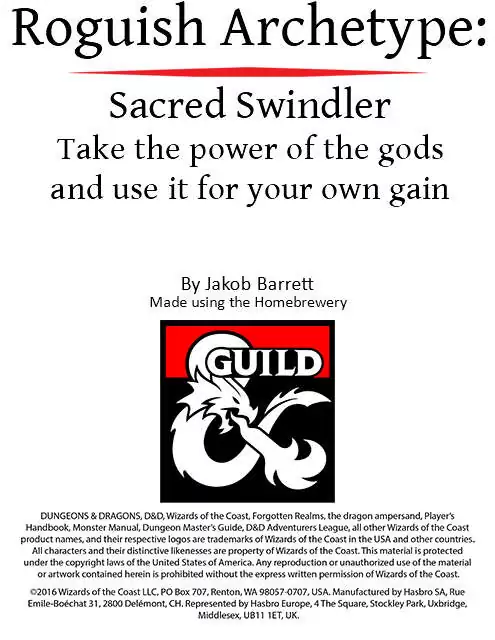 Roguish Archetype: Sacred Swindler - Dungeon Masters Guild | DriveThruRPG