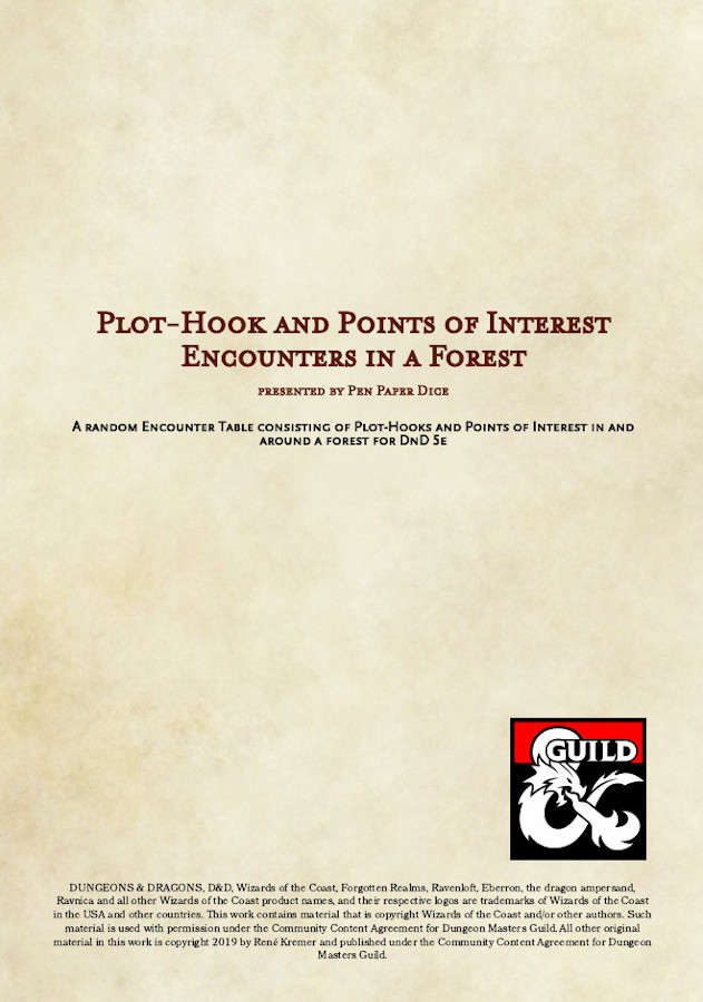 Plot-Hook and Points of Interest Encounters in a Forest - Dungeon Masters Guild | DriveThruRPG