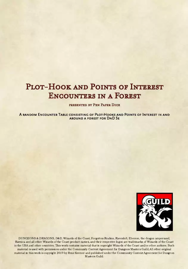 Plot-Hook and Points of Interest Encounters in a Forest - Dungeon Masters Guild | DriveThruRPG