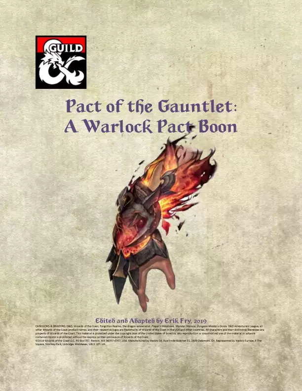 Pact of the Gauntlet - A Warlock Pact Boon - Dungeon Masters Guild ...