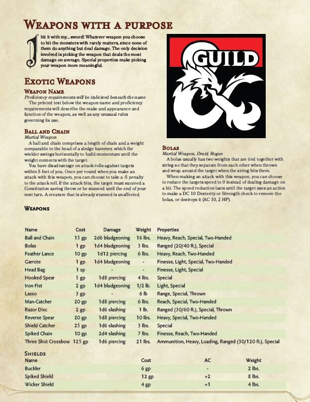 Weapons with a Purpose (5e) - Dungeon Masters Guild | DriveThruRPG