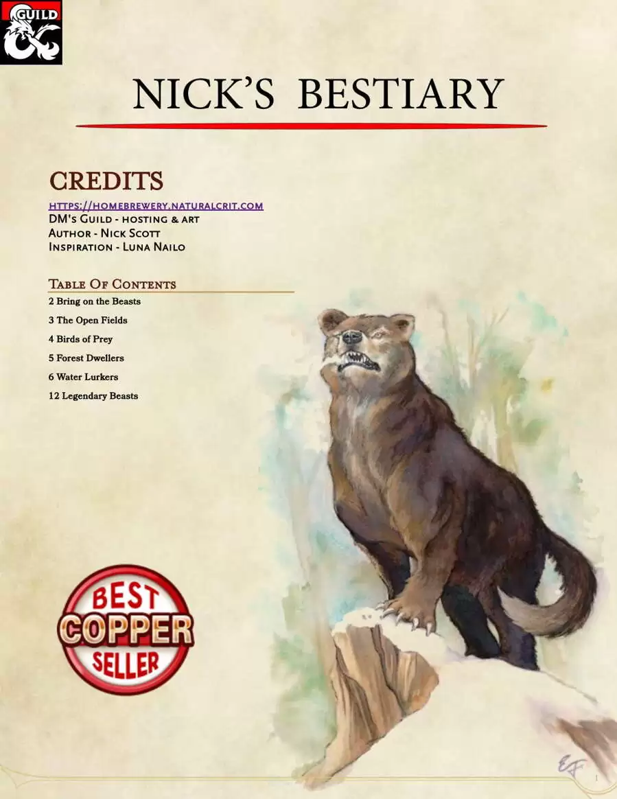Nick's Bestiary - Dungeon Masters Guild | DriveThruRPG
