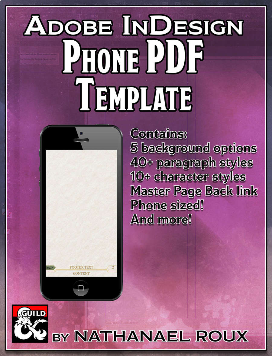 InDesign Phone PDFs Template - Dungeon Masters Guild | DriveThruRPG