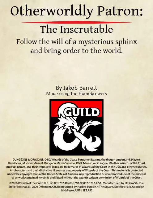 Otherworldly Patron: The Inscrutable - Dungeon Masters Guild | DriveThruRPG
