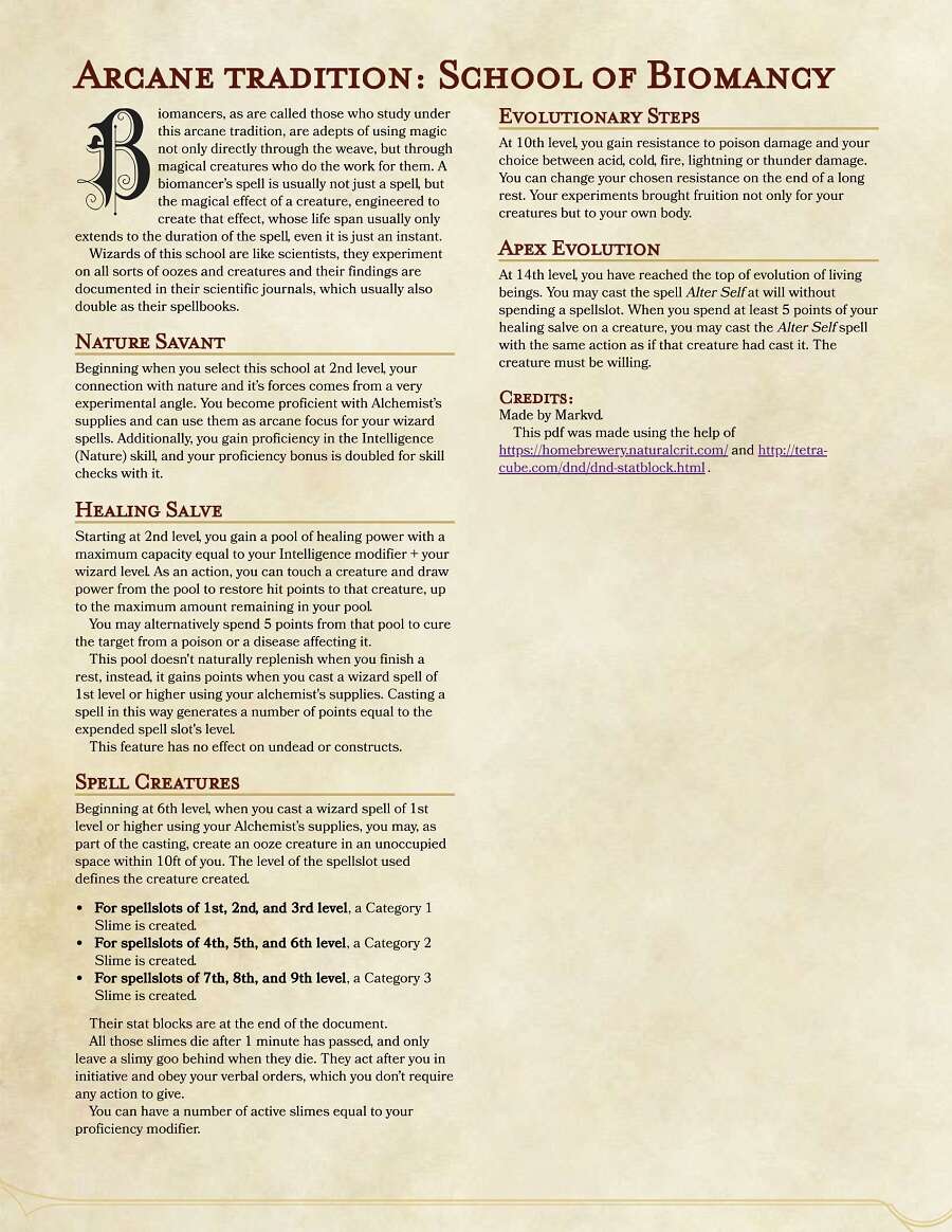 Biomancy School by Markvd - Dungeon Masters Guild | DriveThruRPG