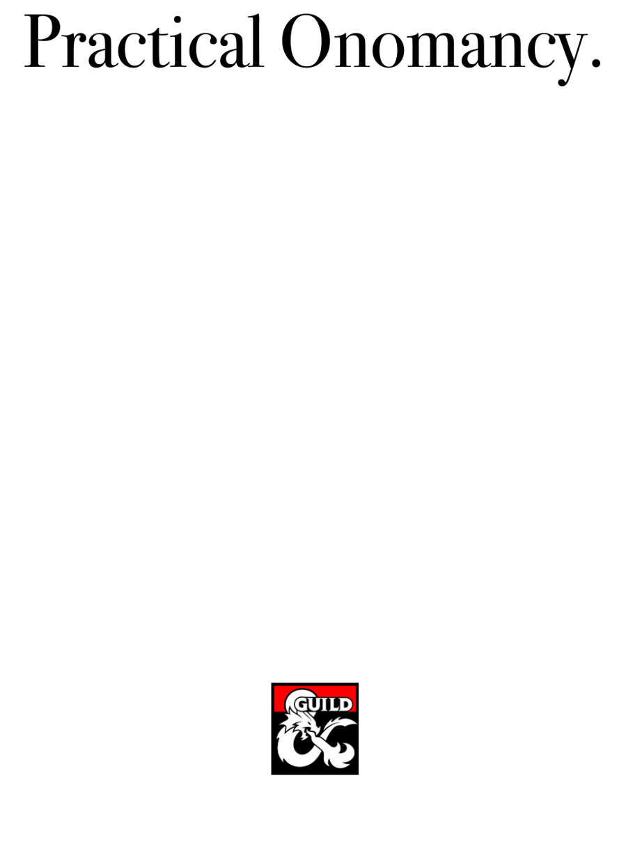 Practical Onomancy - Dungeon Masters Guild | DriveThruRPG