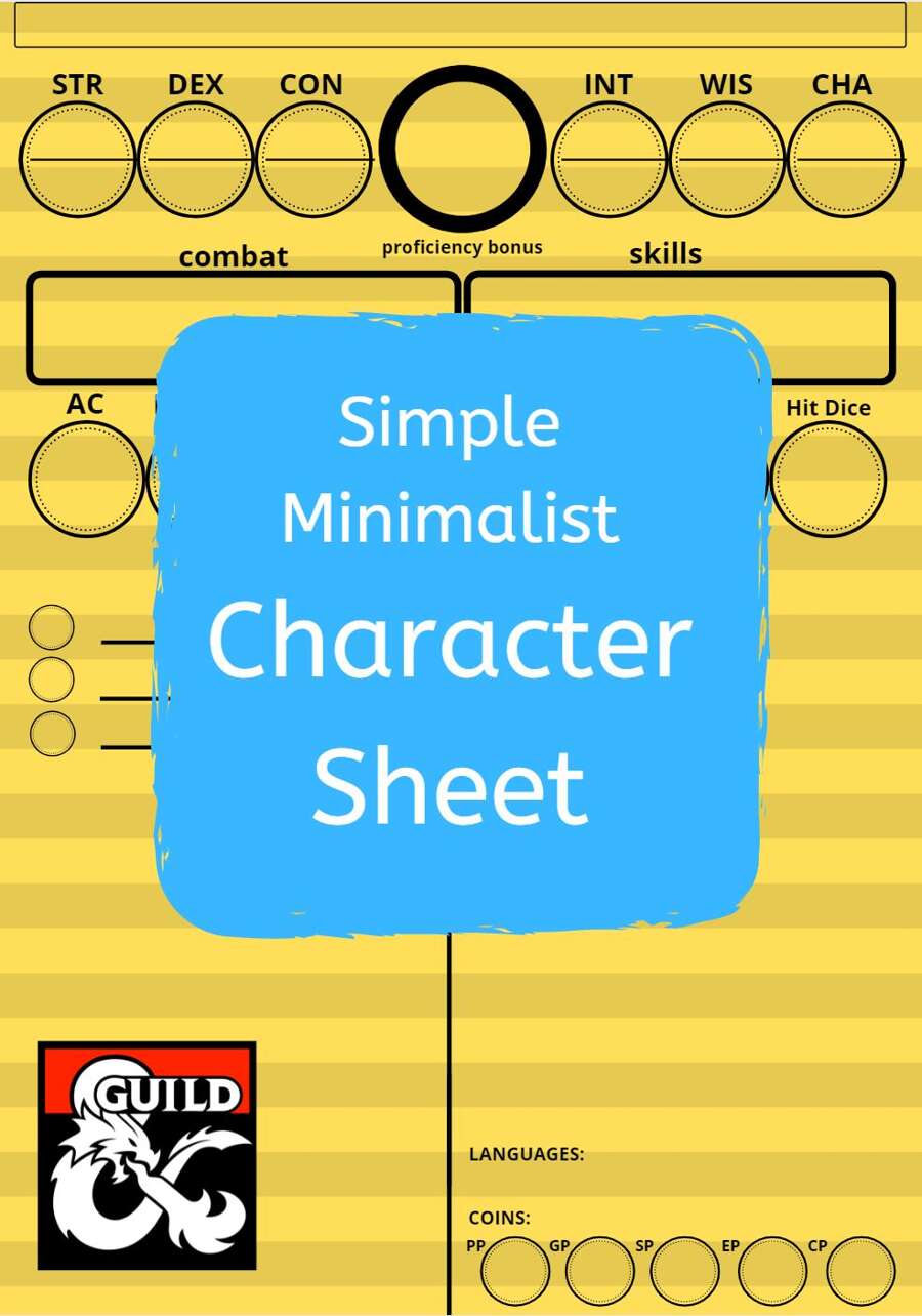 Simple Minimalist Character Sheets - for new and young players ...