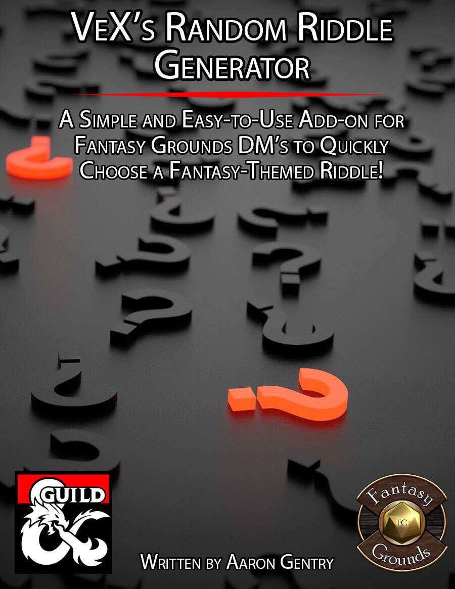 VeX's Random Riddle Generator (Fantasy Grounds) - Dungeon Masters Guild ...