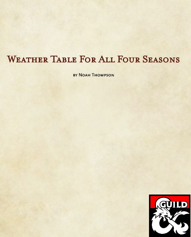 Weather generator for all seasons - Dungeon Masters Guild | DriveThruRPG