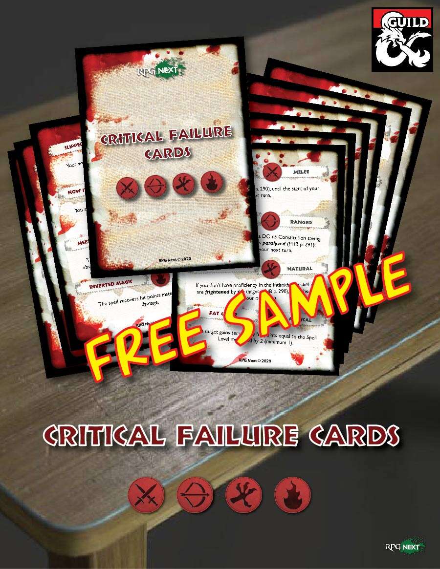 FREE SAMPLE - Critical Failure Cards (D&D 5th edition) for Printing ...