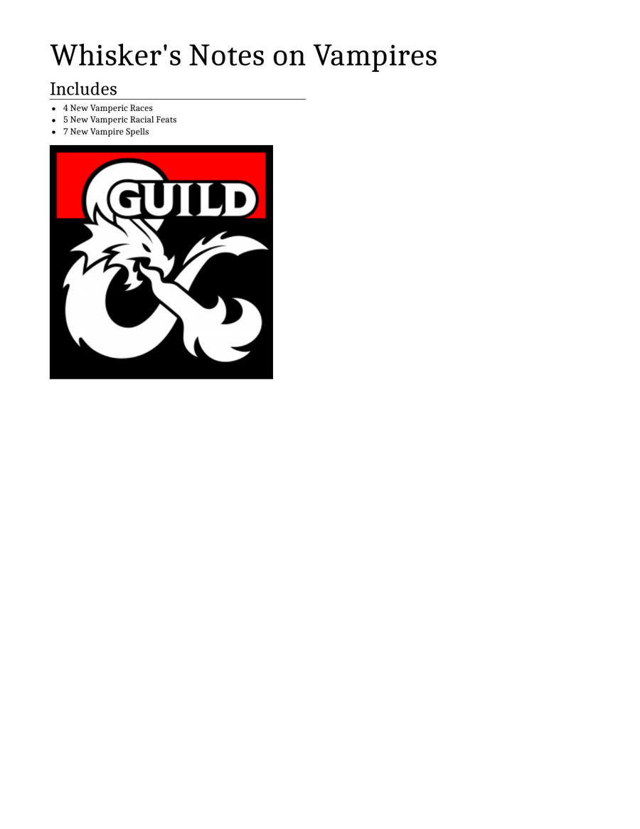 Whisker's Notes on Vampires - Dungeon Masters Guild | DriveThruRPG