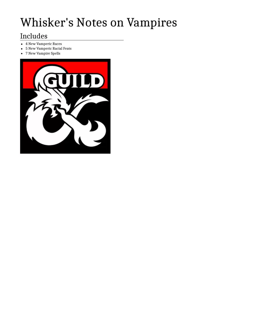 Whisker's Notes on Vampires - Dungeon Masters Guild | DriveThruRPG
