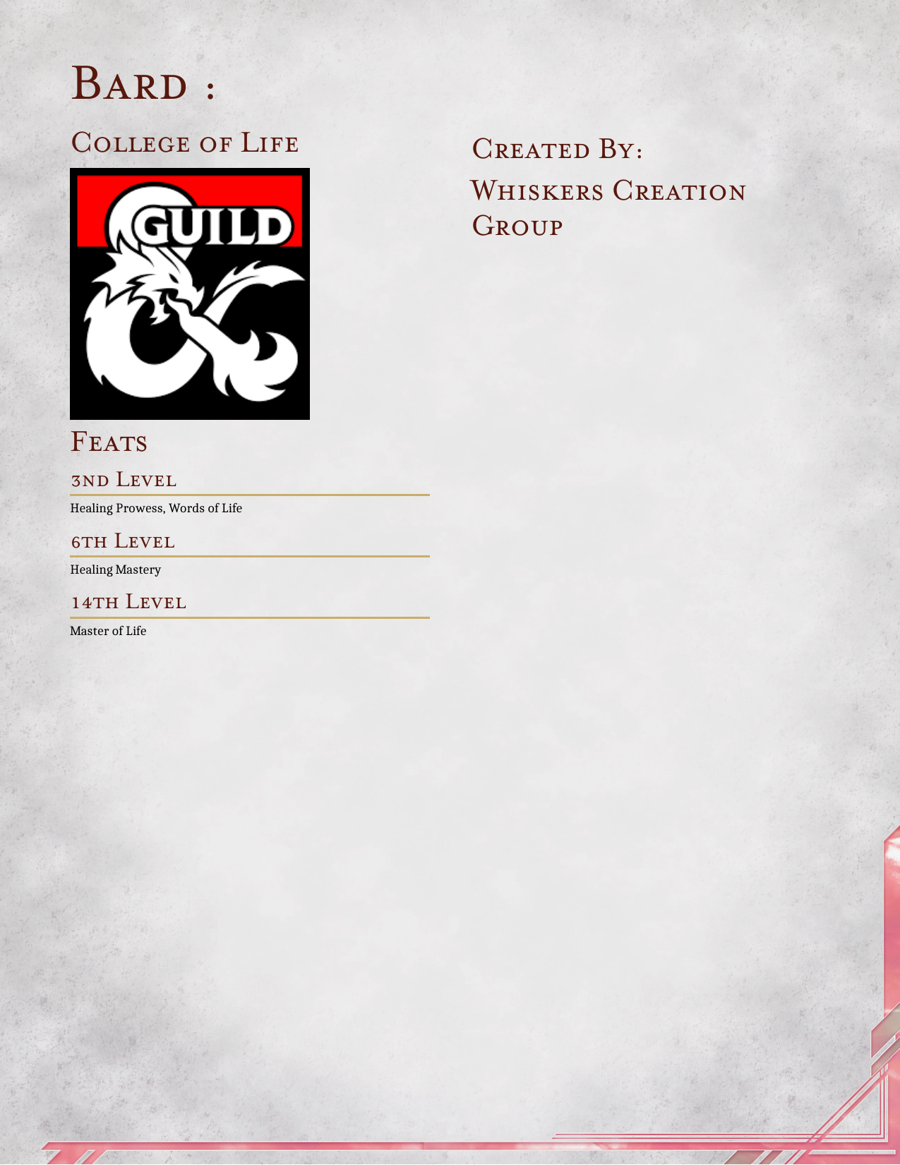 Bard:College of Life - Dungeon Masters Guild | DriveThruRPG
