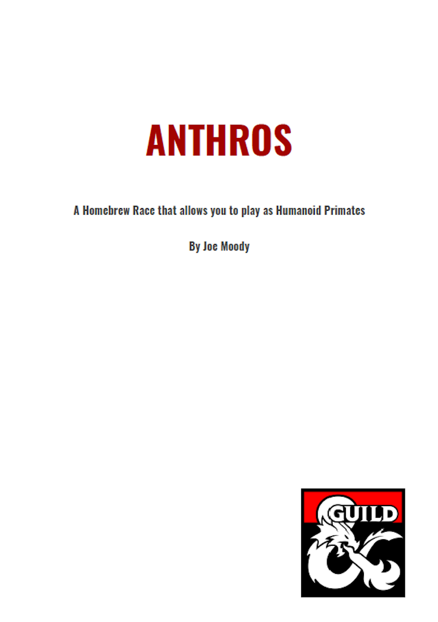 Anthros- a Humanoid Primate race for D&D 5e - Dungeon Masters Guild ...