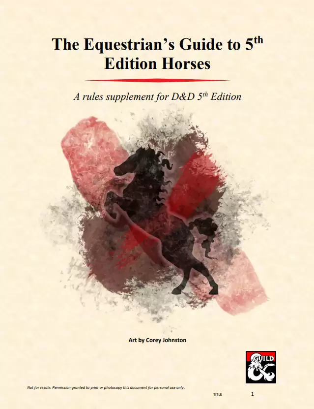 The Equestrian's Guide to 5th Edition Horses - Dungeon Masters Guild ...