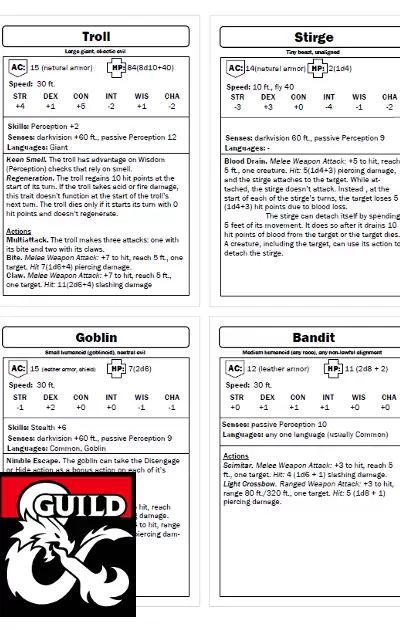 Waterdeep Dragon Heist Chapter 1 NPC Cards - Dungeon Masters Guild ...